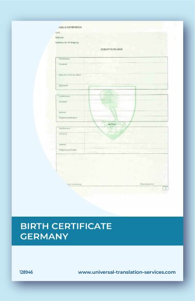 Buy German Birth Certificate Translation from our agency